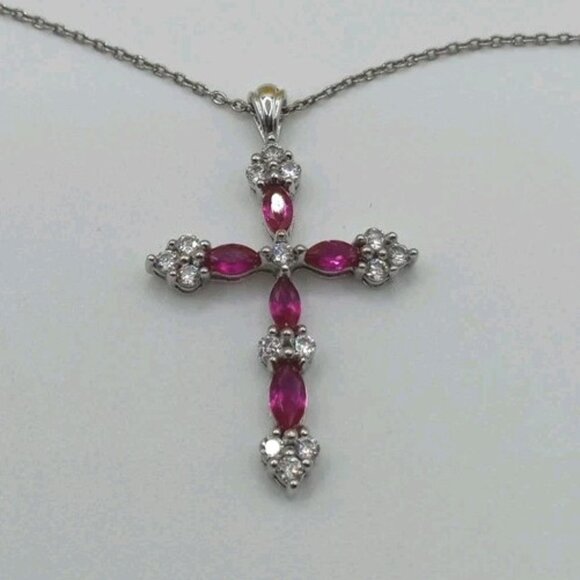 Zales | Jewelry | Vintage Zales Natural Ruby And Diamond Cross In ...